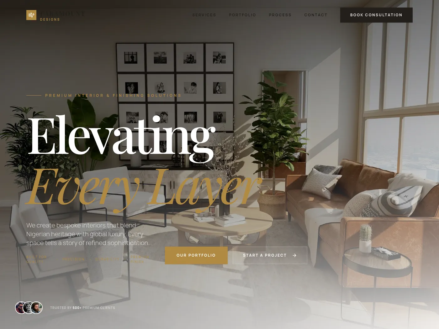 Paramount Interior Design Services Landing Page