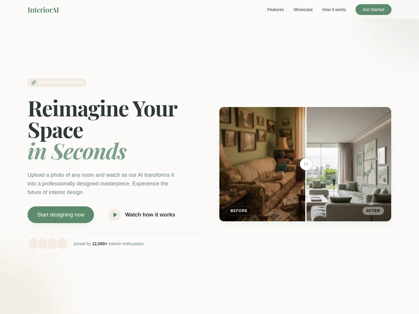 InteriorAI Landing Page