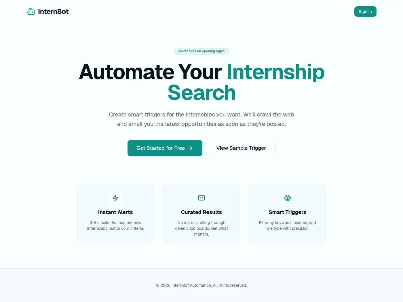 Internship Email Trigger