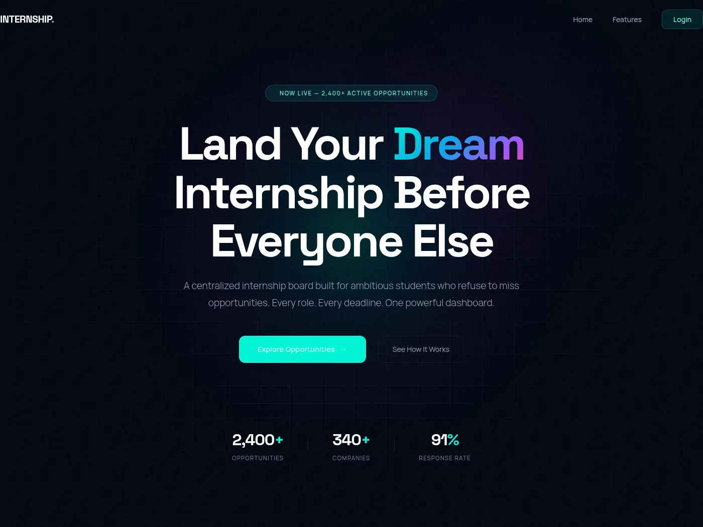 INTERNSHIP. Landing Page