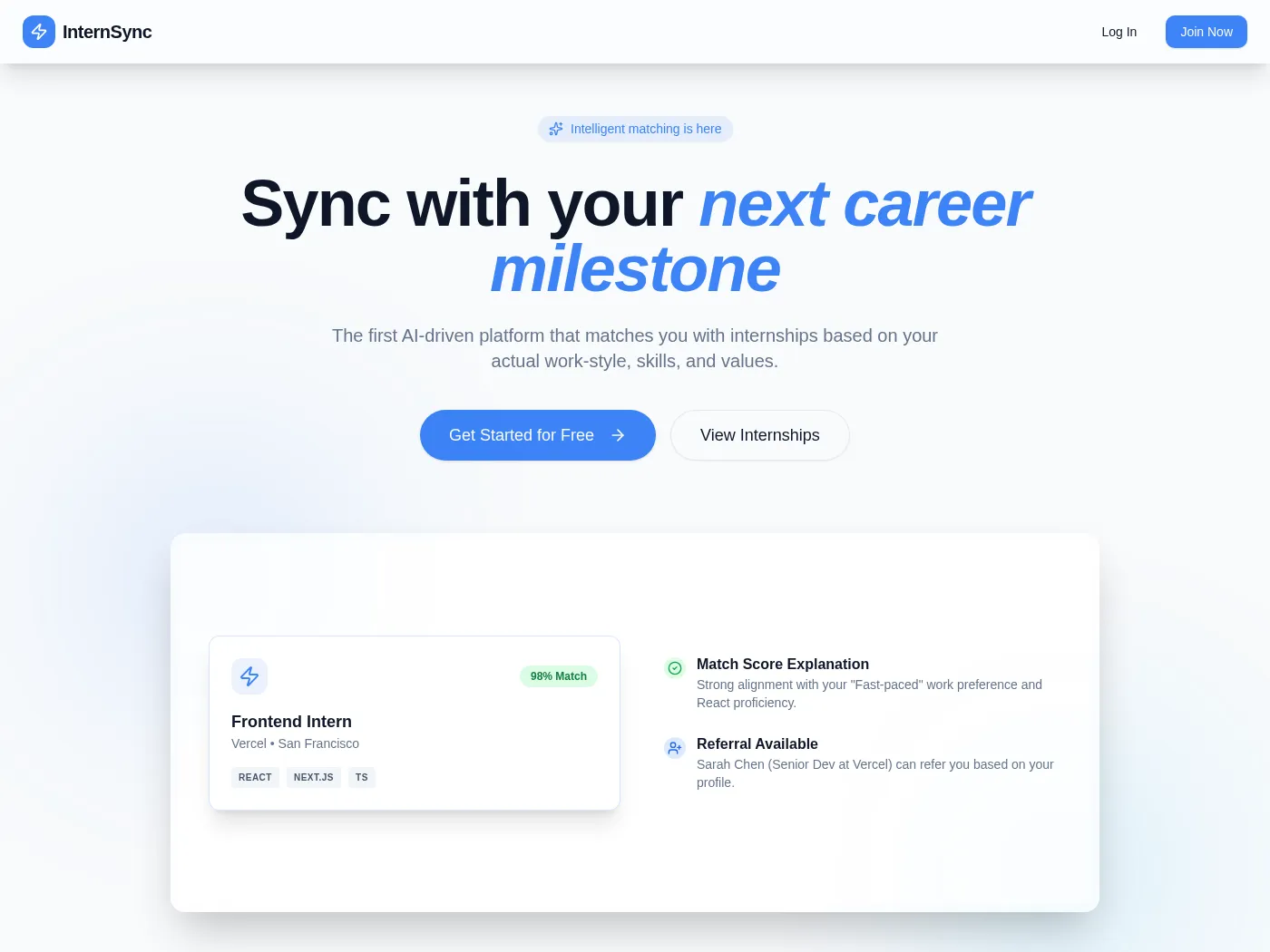 InternSync AI Match Platform