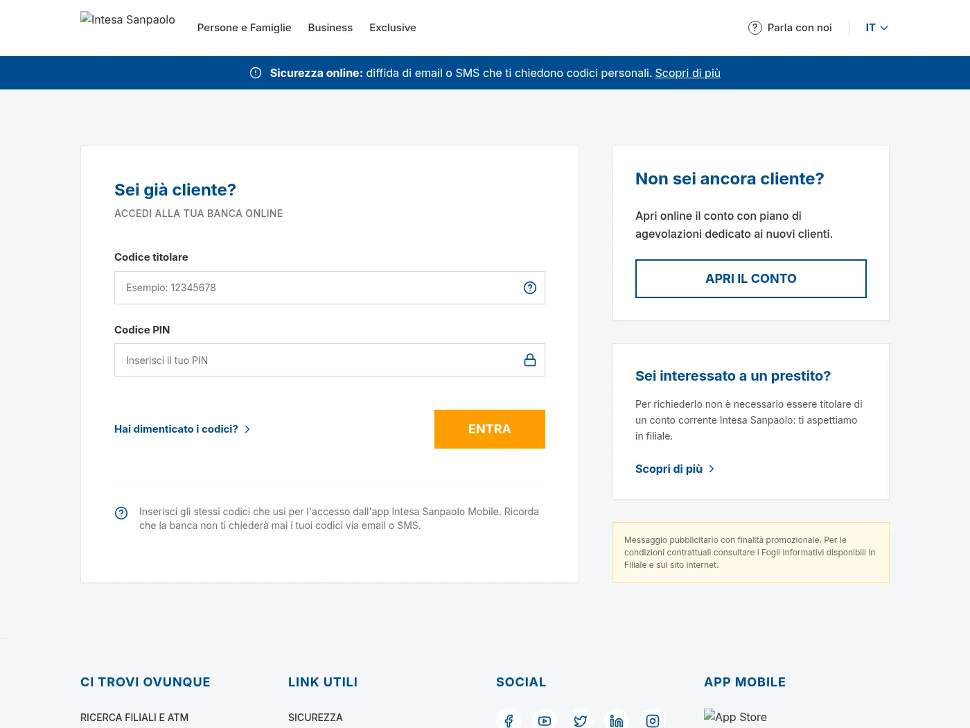 Intesa Login Clone