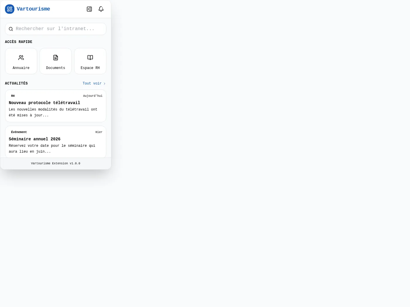 Vartourisme Intranet Extension