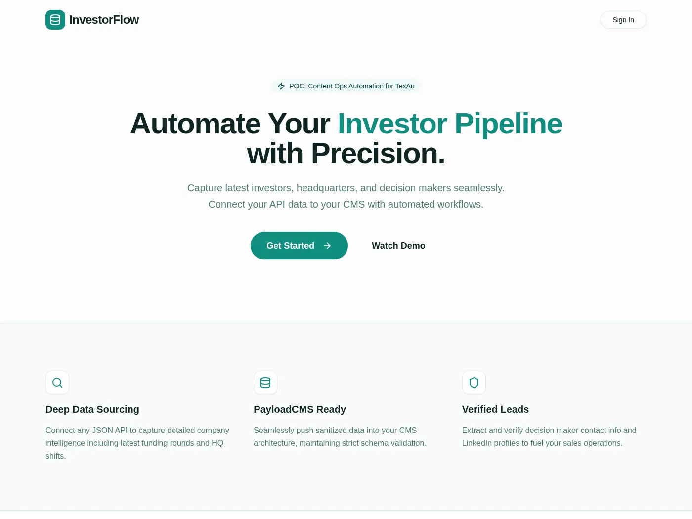 Investor Pipeline POC