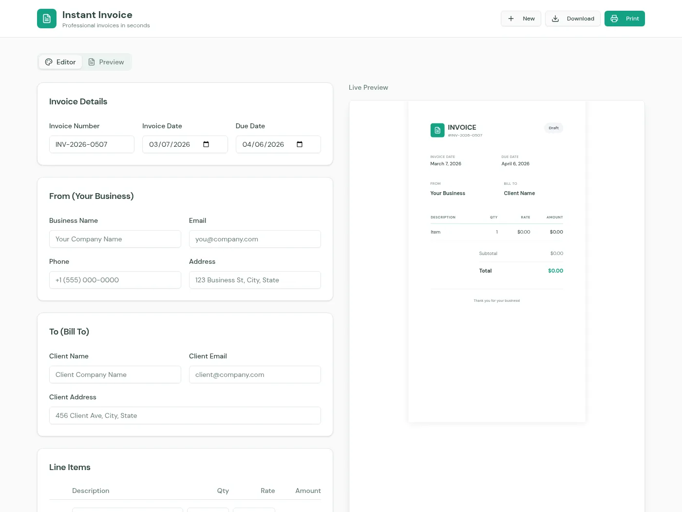 Instant Invoice Maker
