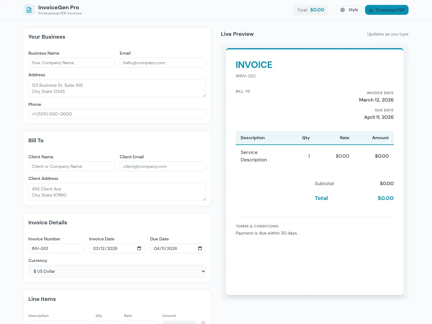 InvoiceGen Pro