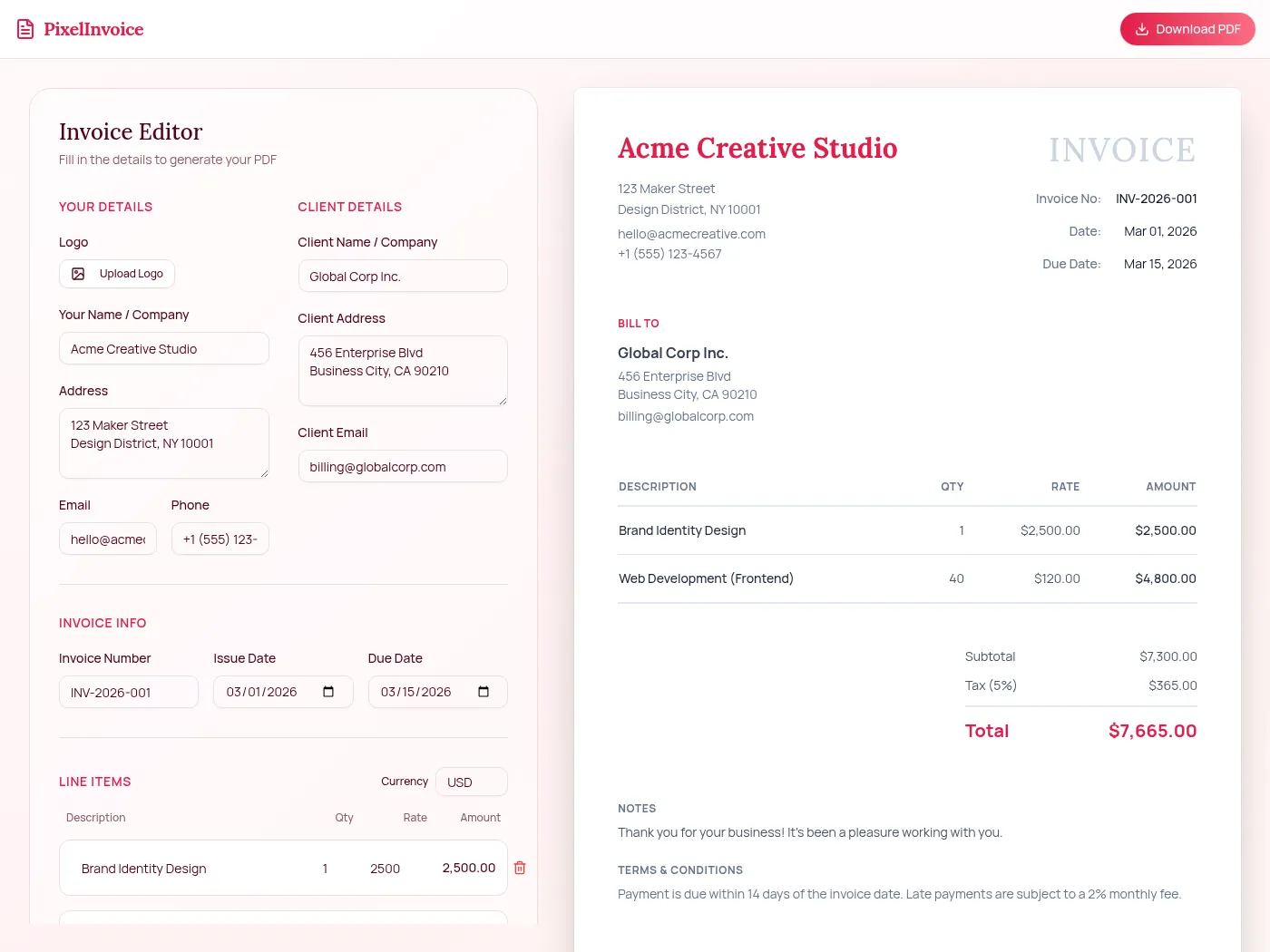 Invoice PDF Maker