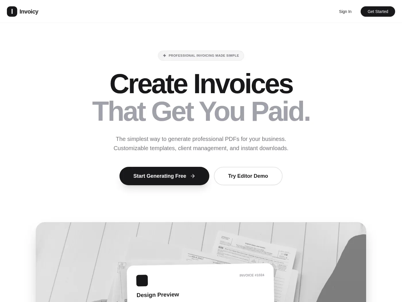 Invoicy PDF Generator