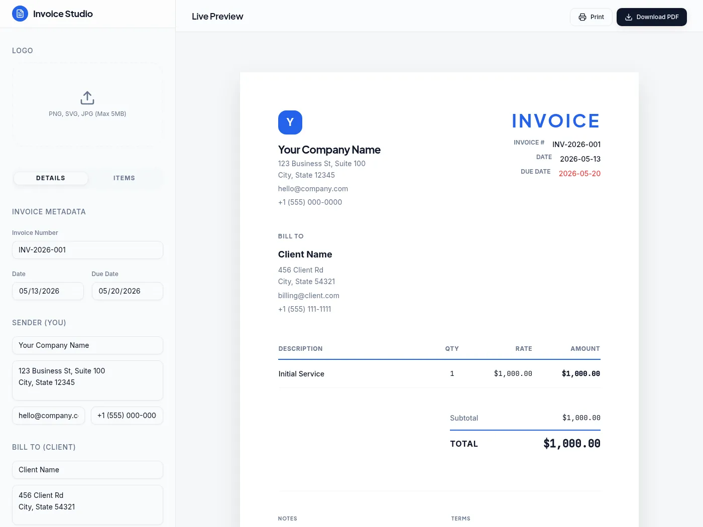 Invoice Studio 2026