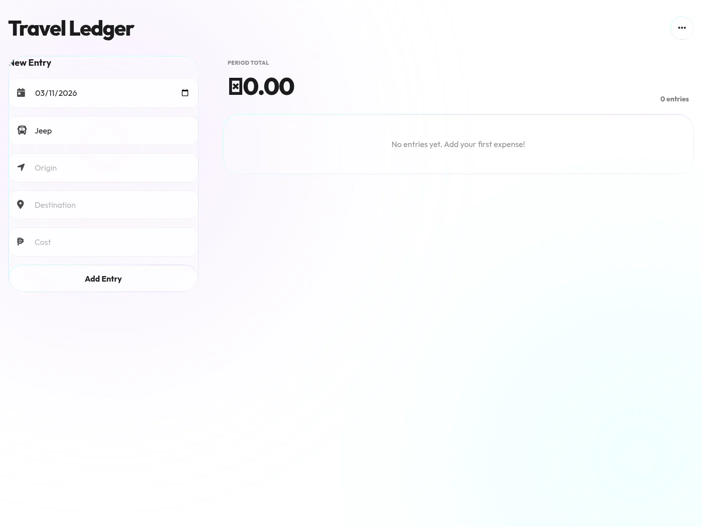 iOS 26 Travel Ledger