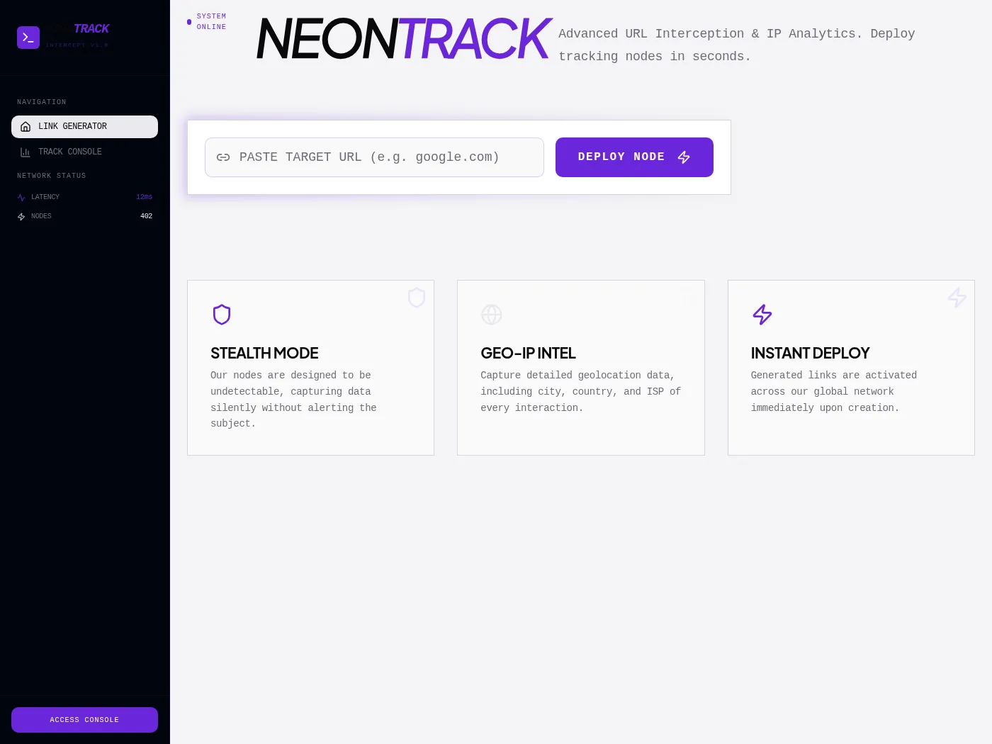 NeonTrack Link Shortener
