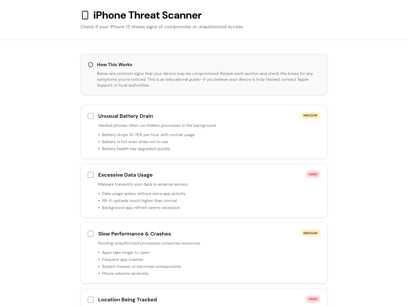 iPhone Threat Scanner