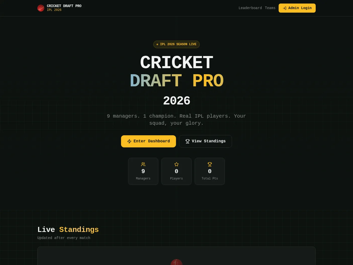 Cricket Draft Pro 2026