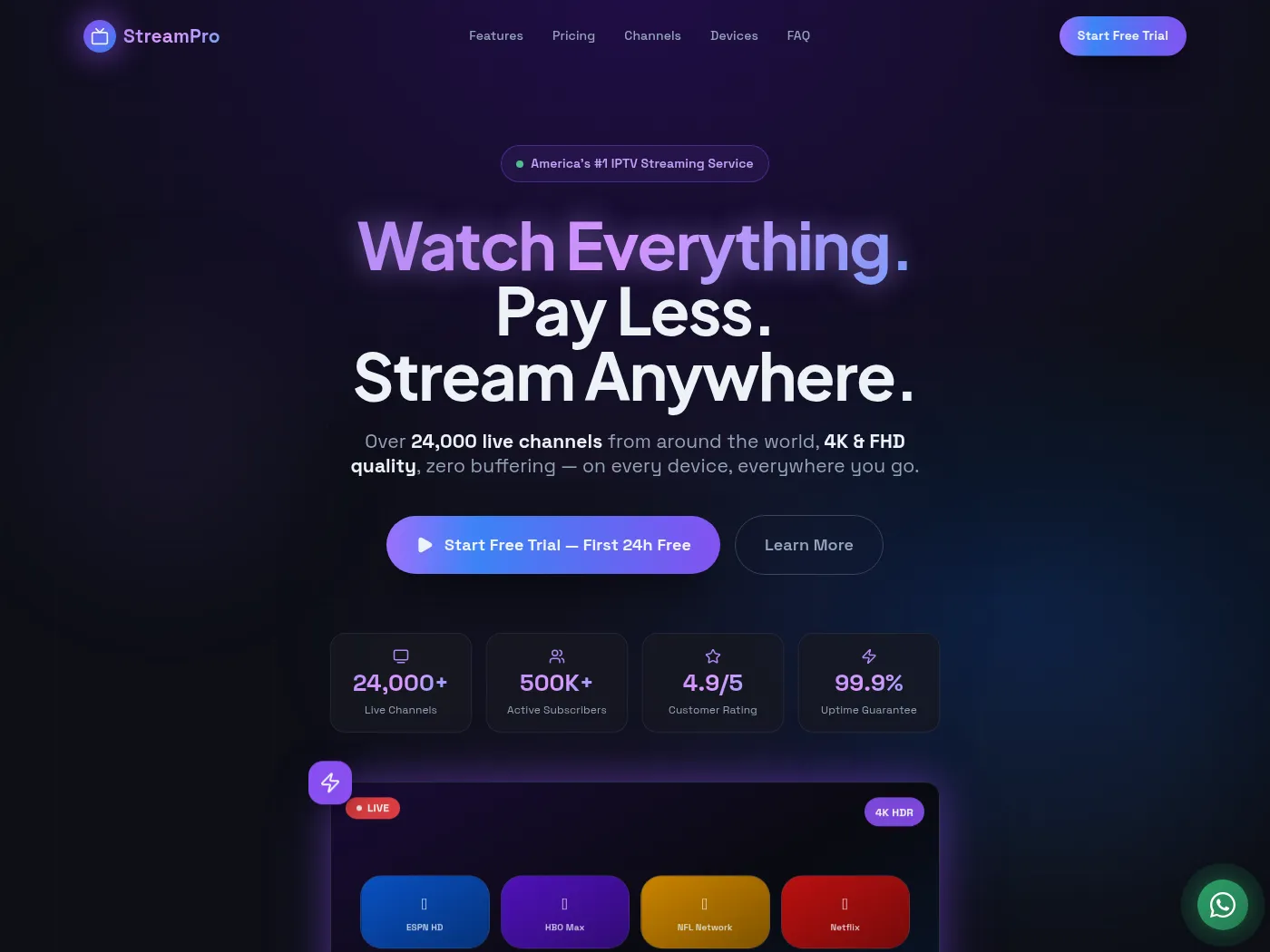 IPTV Arabic Landing Page