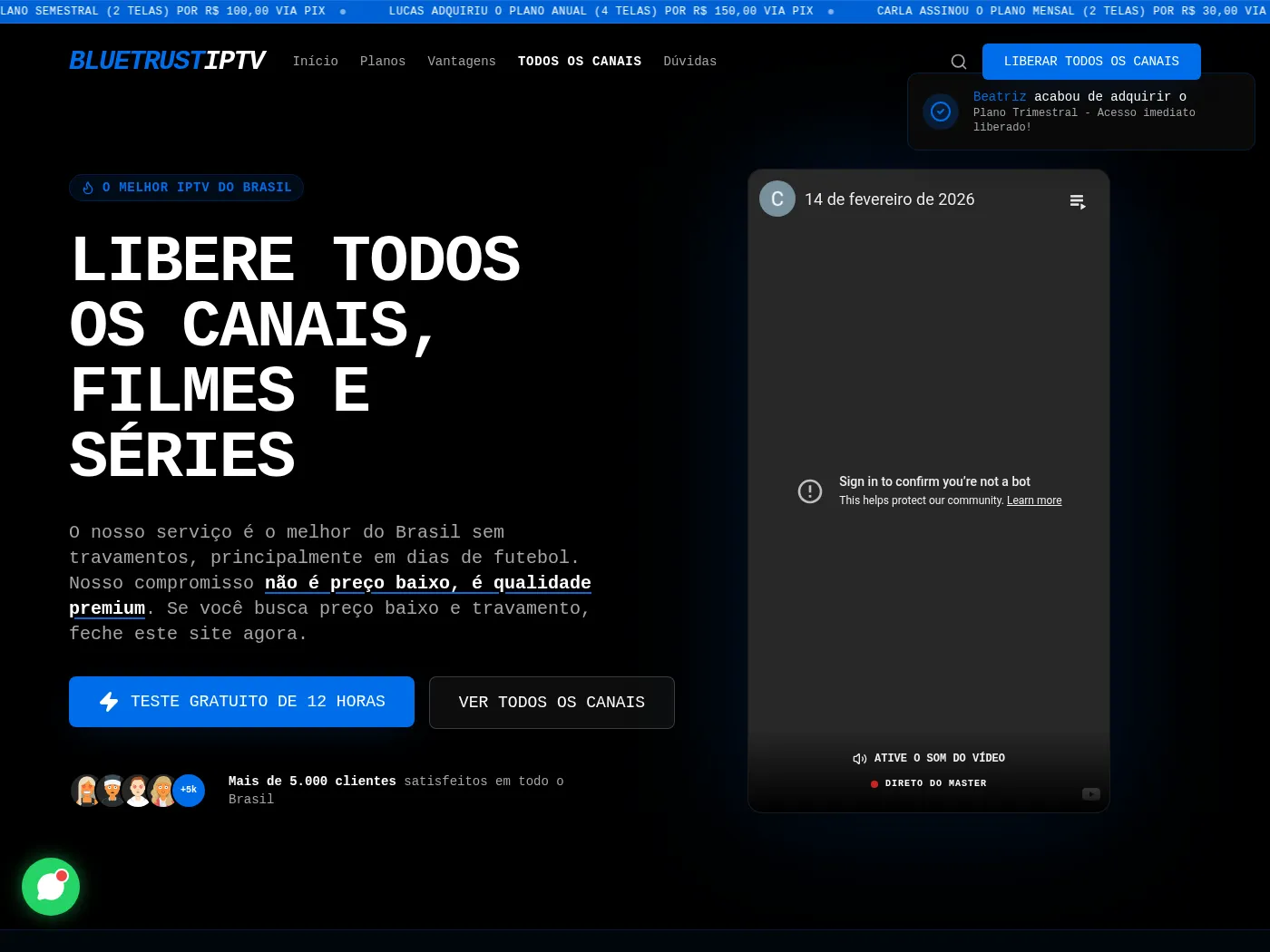 BlueTrust IPTV Landing