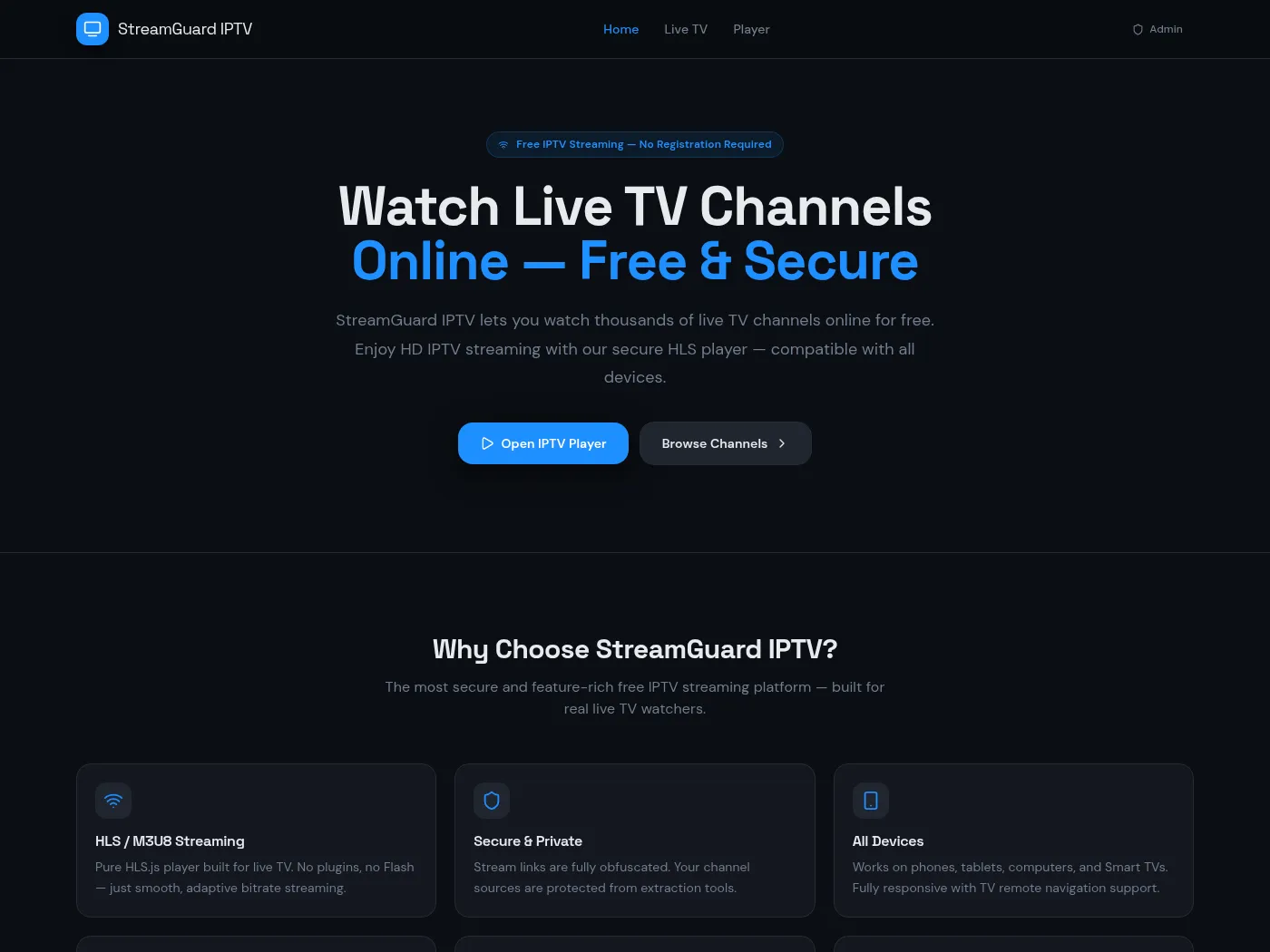 StreamGuard IPTV Site