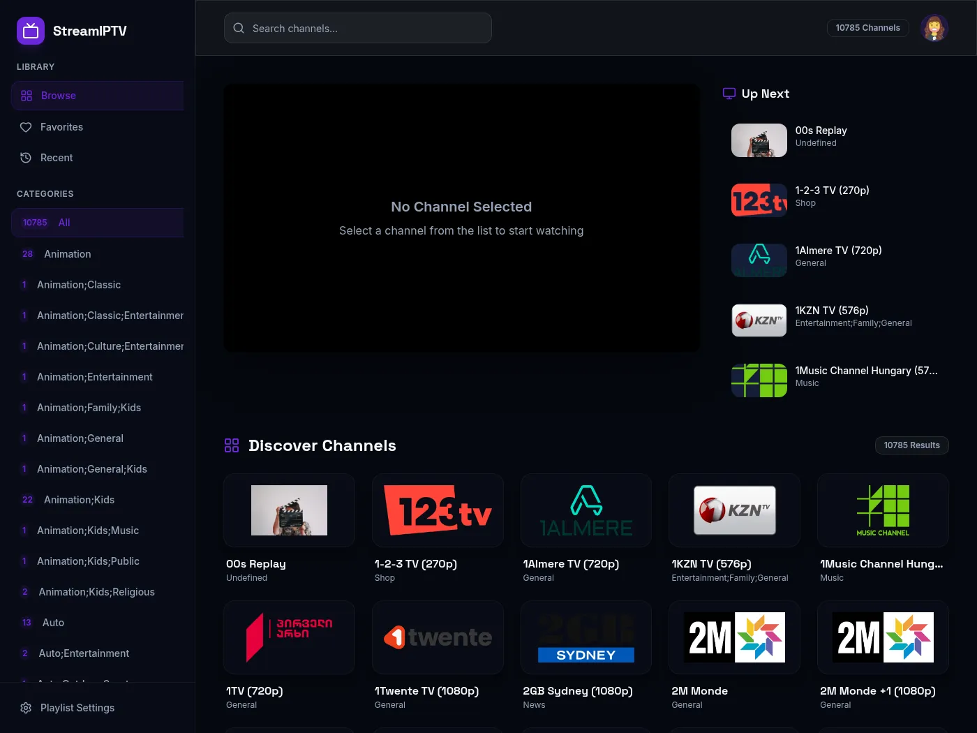 IPTV Streamer Web App