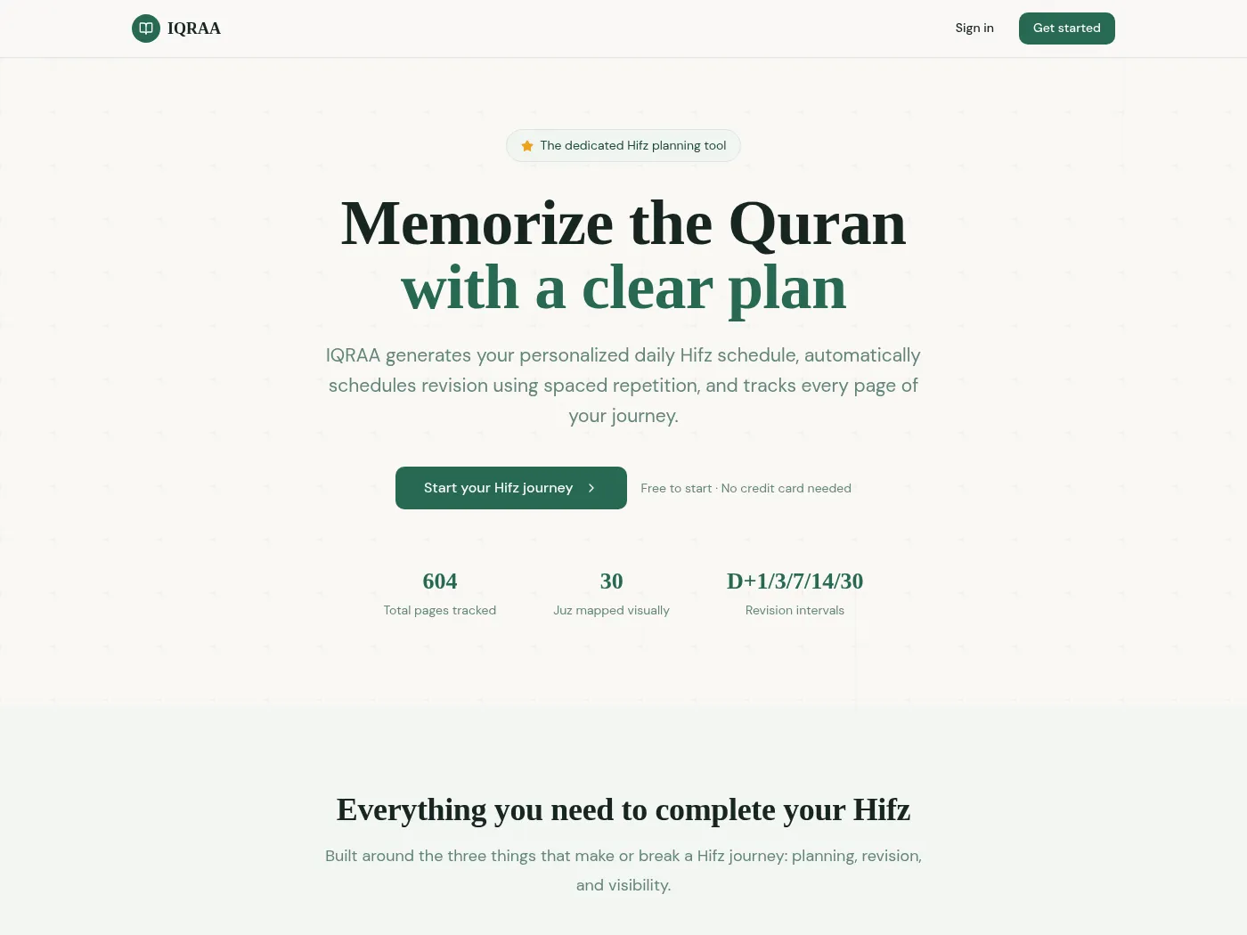 IQRAA Hifz Planner