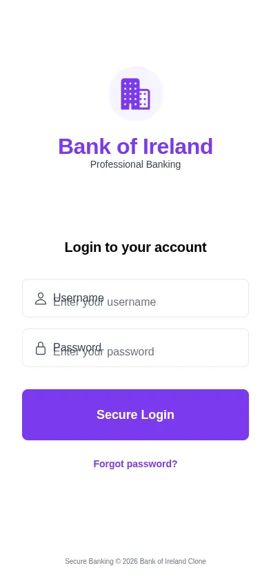 Ireland Bank Clone App