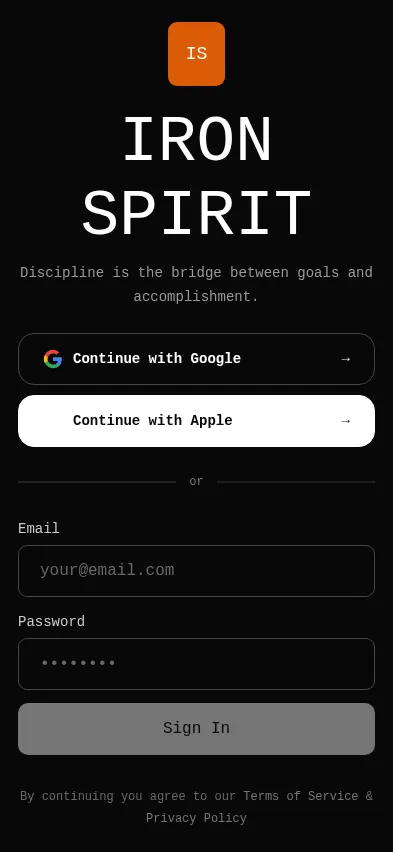 Iron Spirit Fitness App