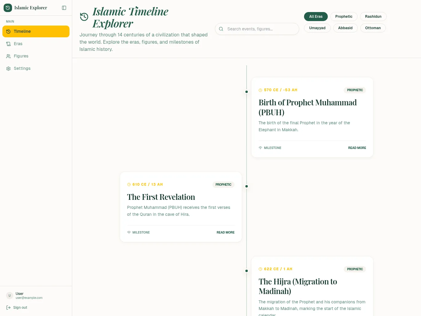 Islamic Timeline Explorer