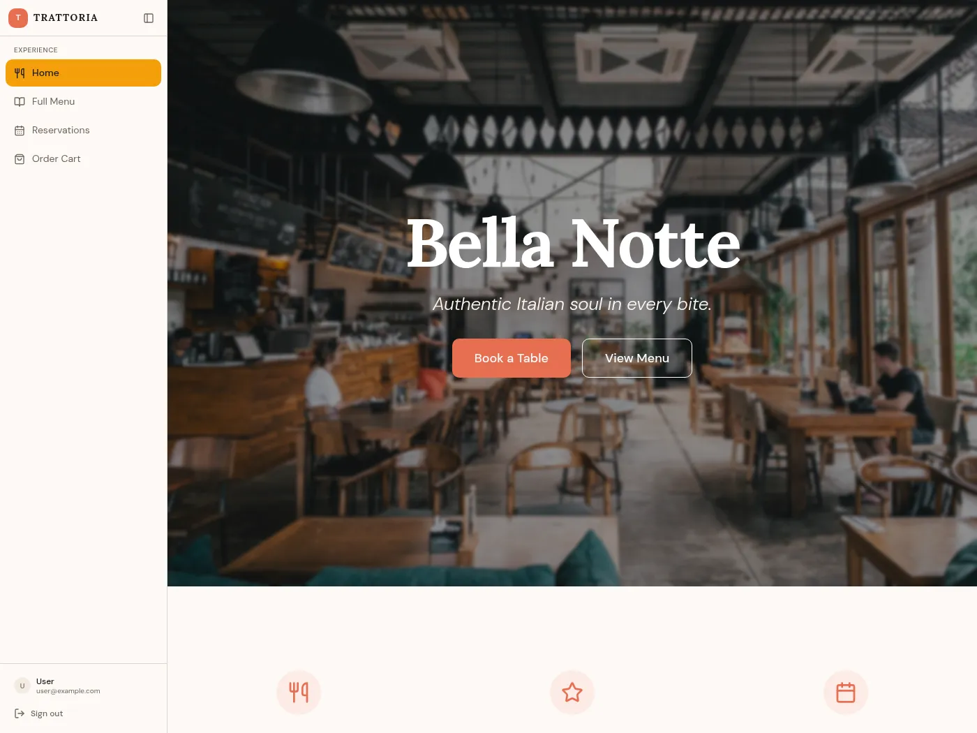 Trattoria Web Experience