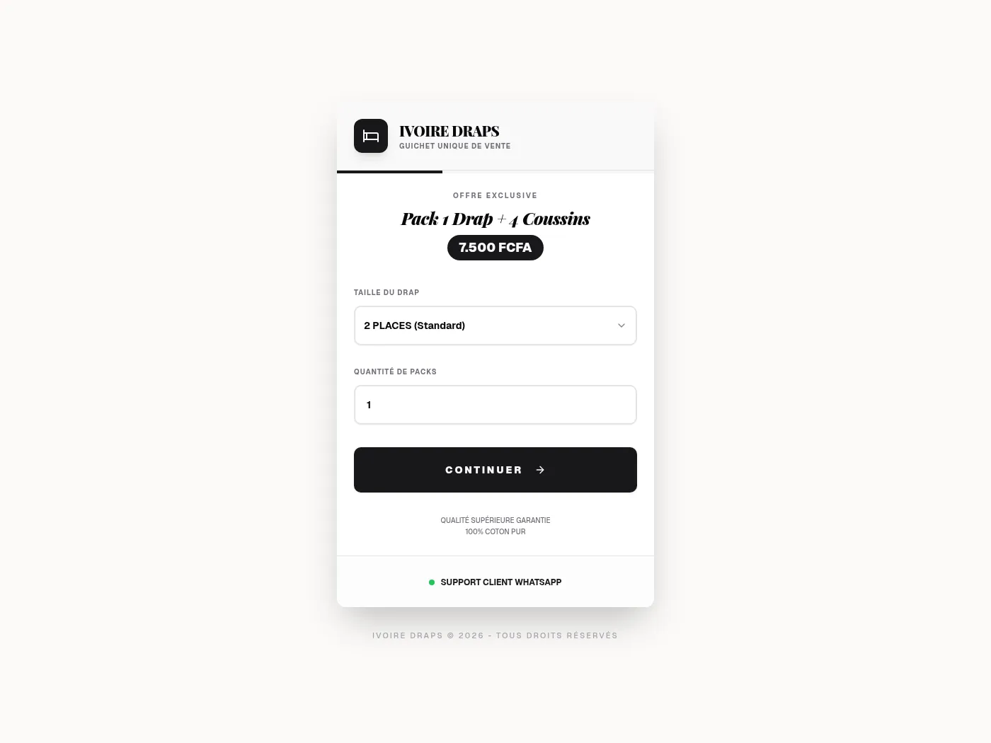Ivoire Draps Checkout