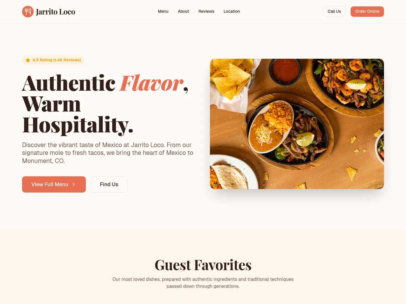 Jarrito Loco Restaurant Site