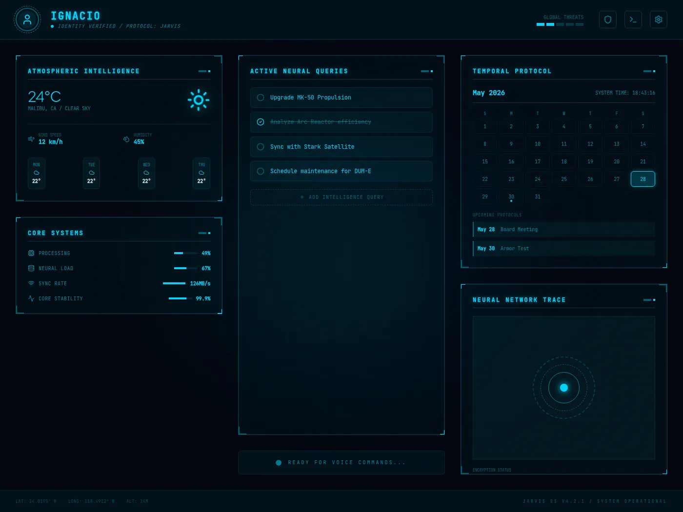 Jarvis Dashboard Interface