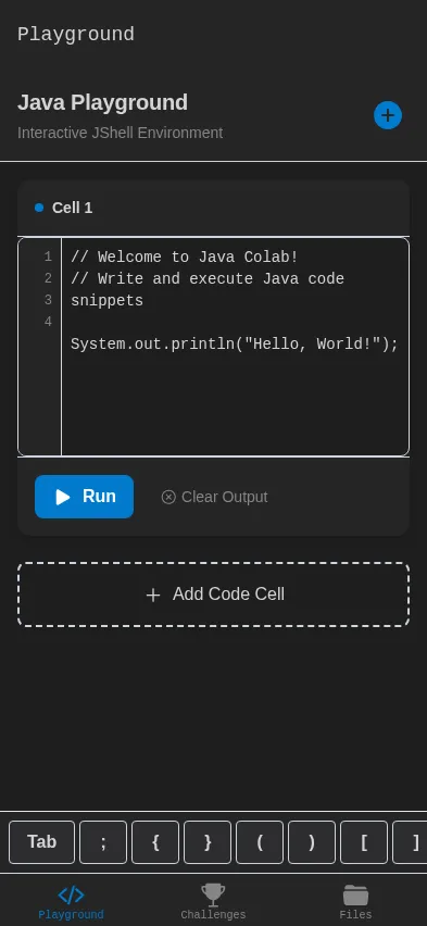 Java Colab Mobile IDE