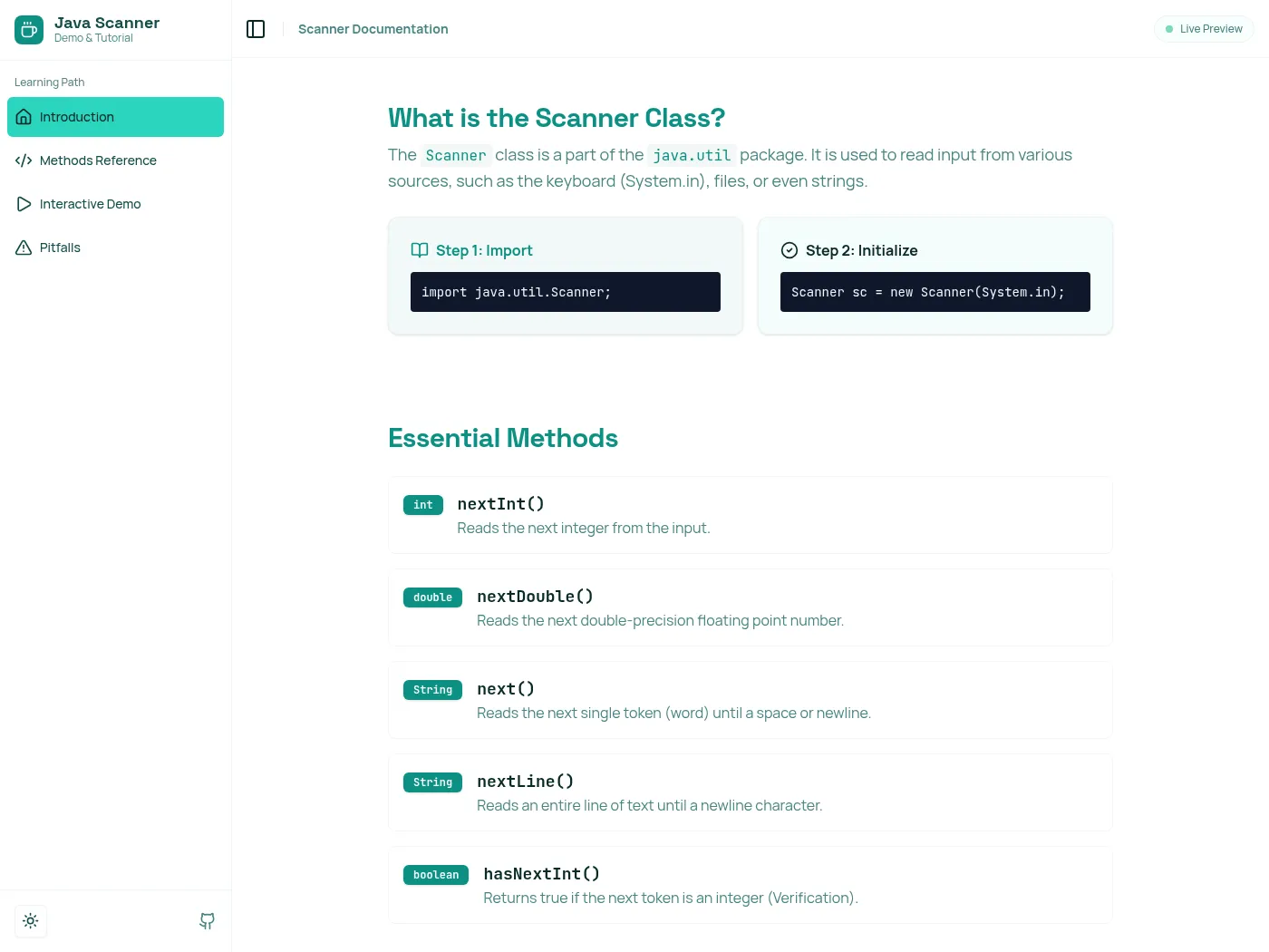 Java Scanner Class Demo
