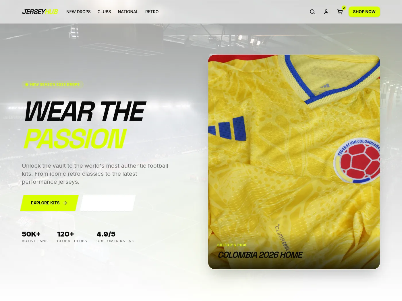 JerseyHub Landing Page