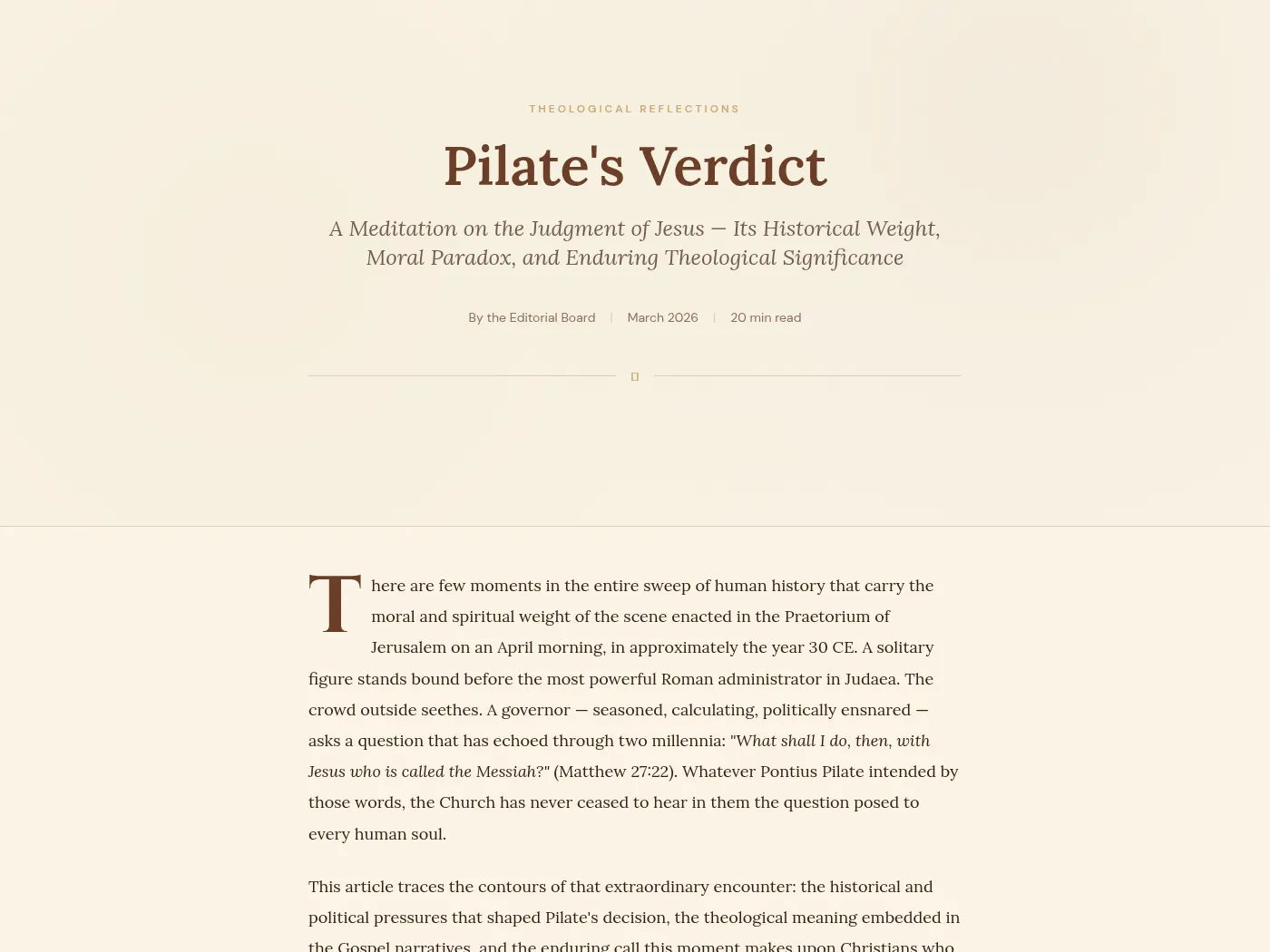 Pilate's Verdict Reflections