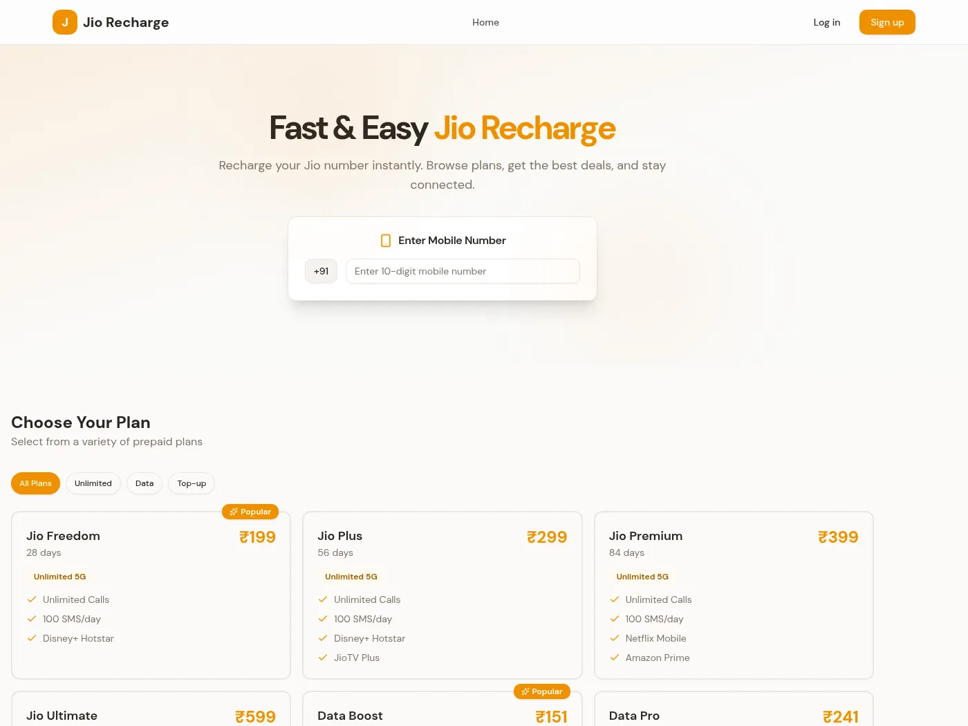 Jio Recharge Portal