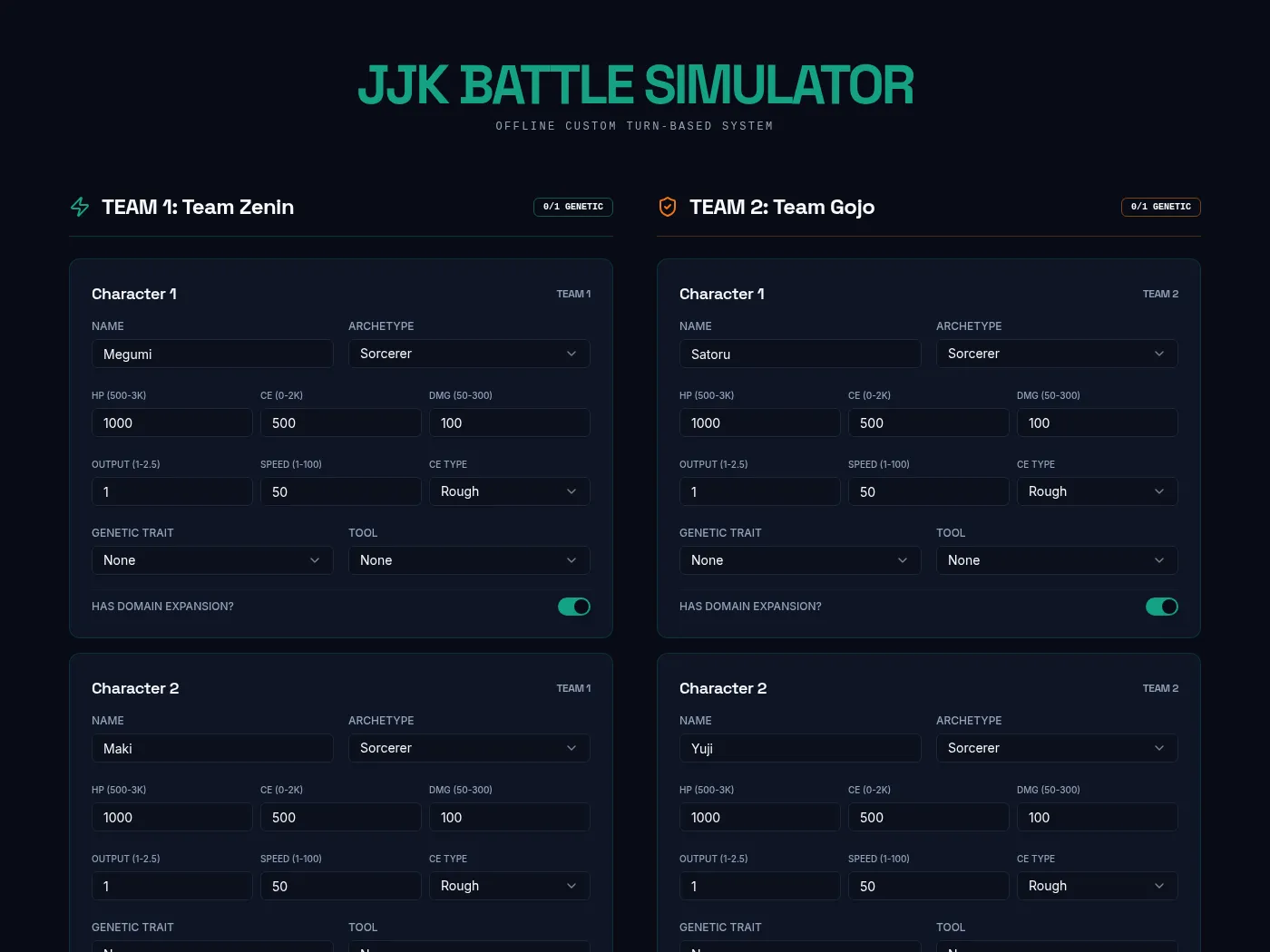 JJK Offline Battle System
