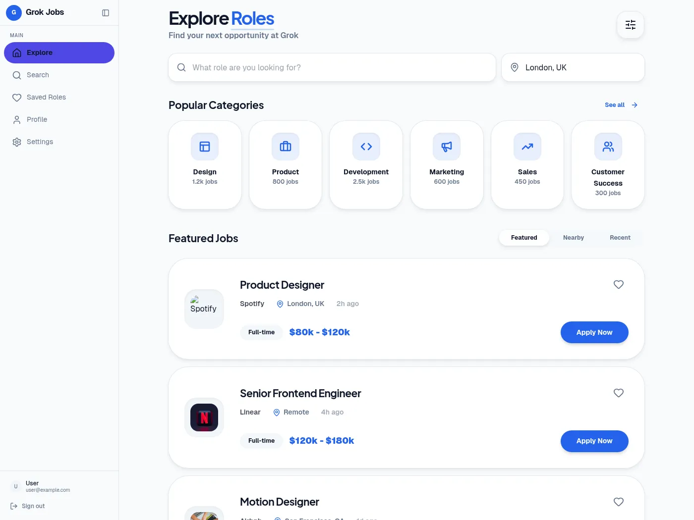 Job Search UI Flow
