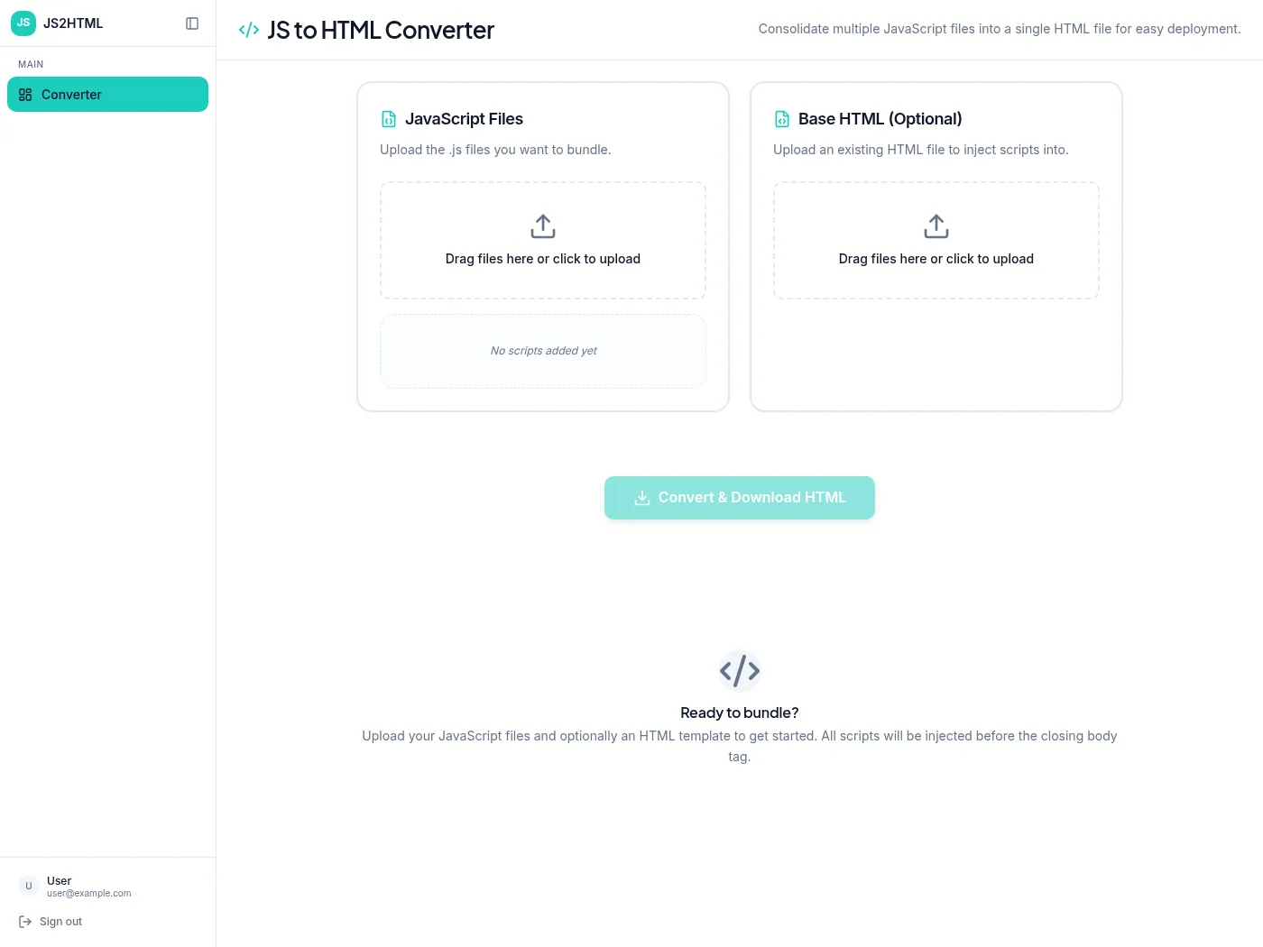 JS to HTML Converter