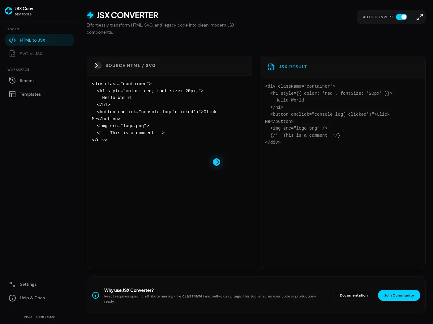 JSX Converter Tool