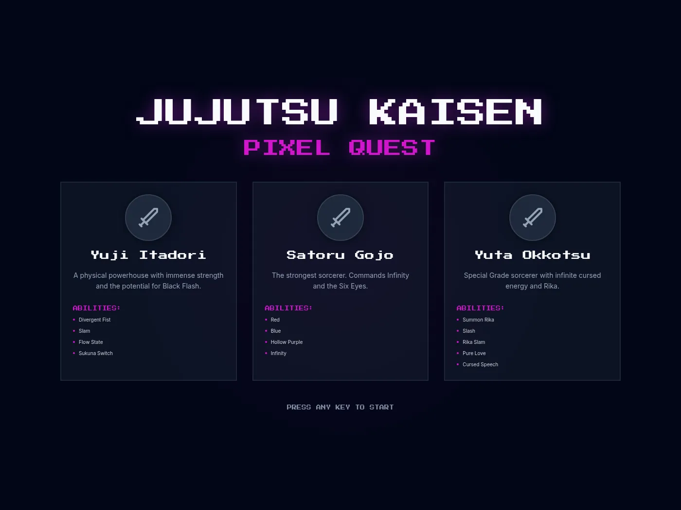 Jujutsu Kaisen Pixel Quest