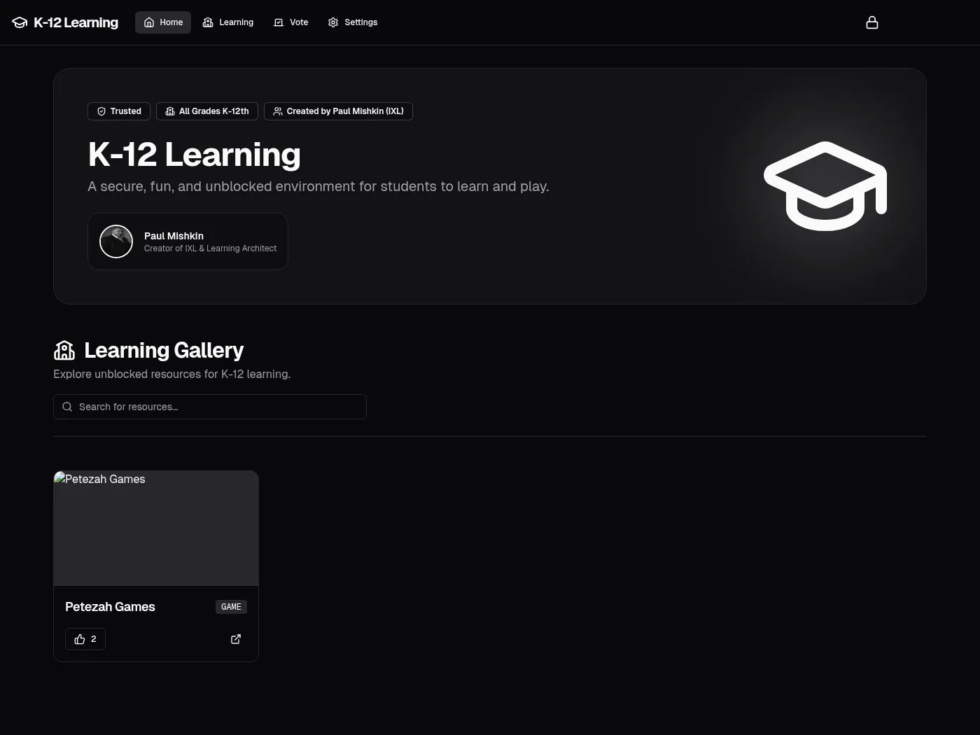 K-12 Learning Arcade