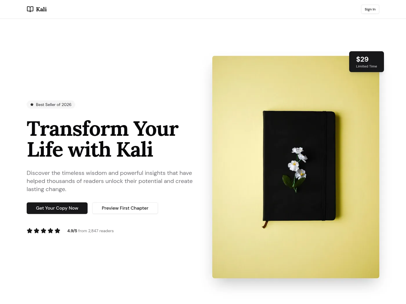 Kali Ebook Sales Page