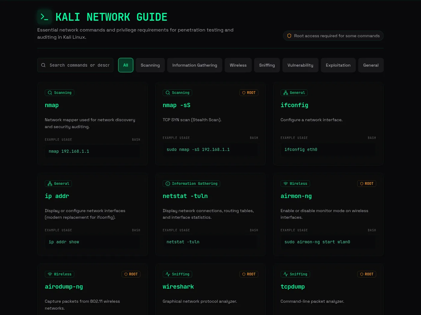 Kali Network Command Guide