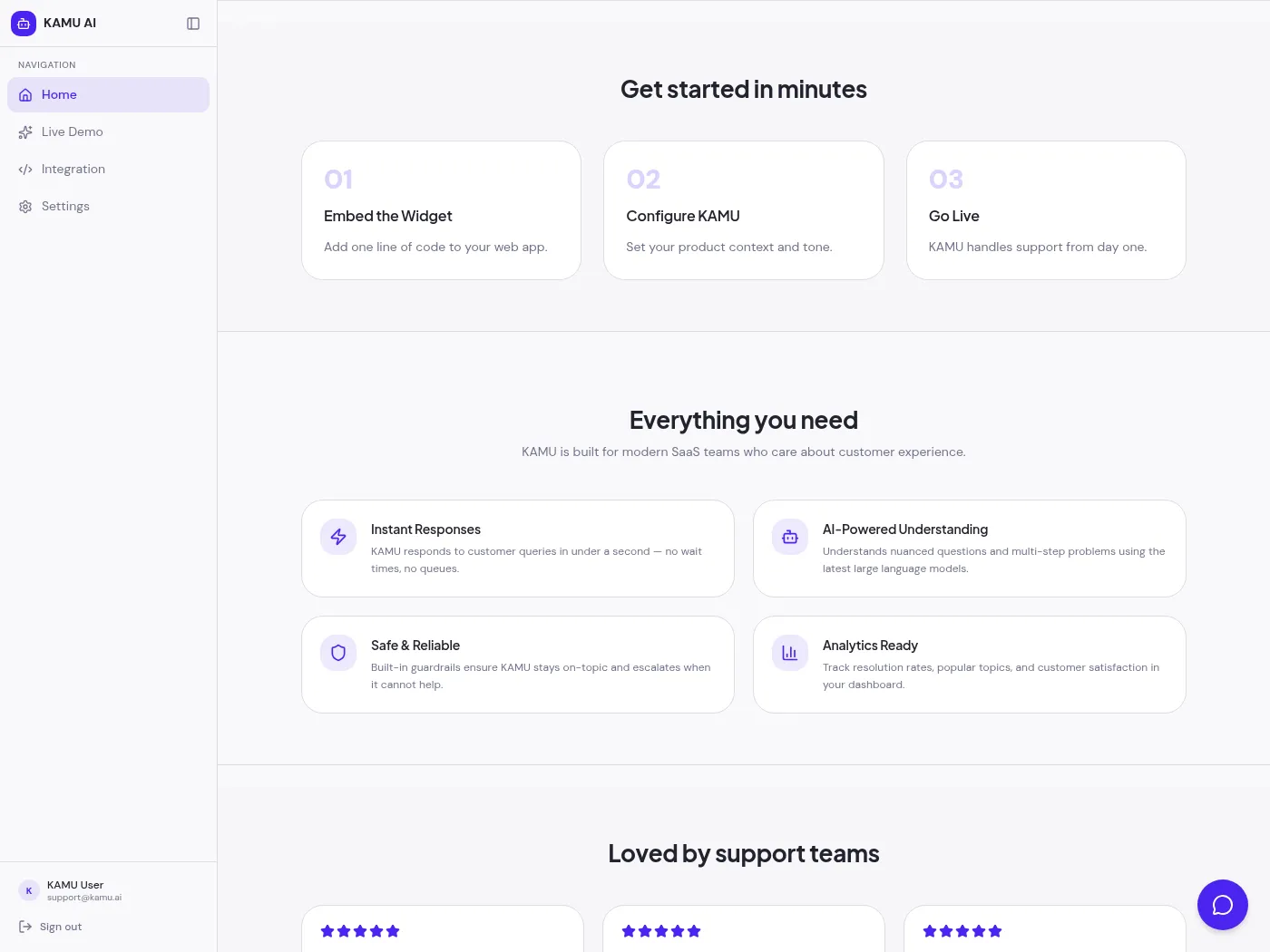 KAMU AI Chatbot Support