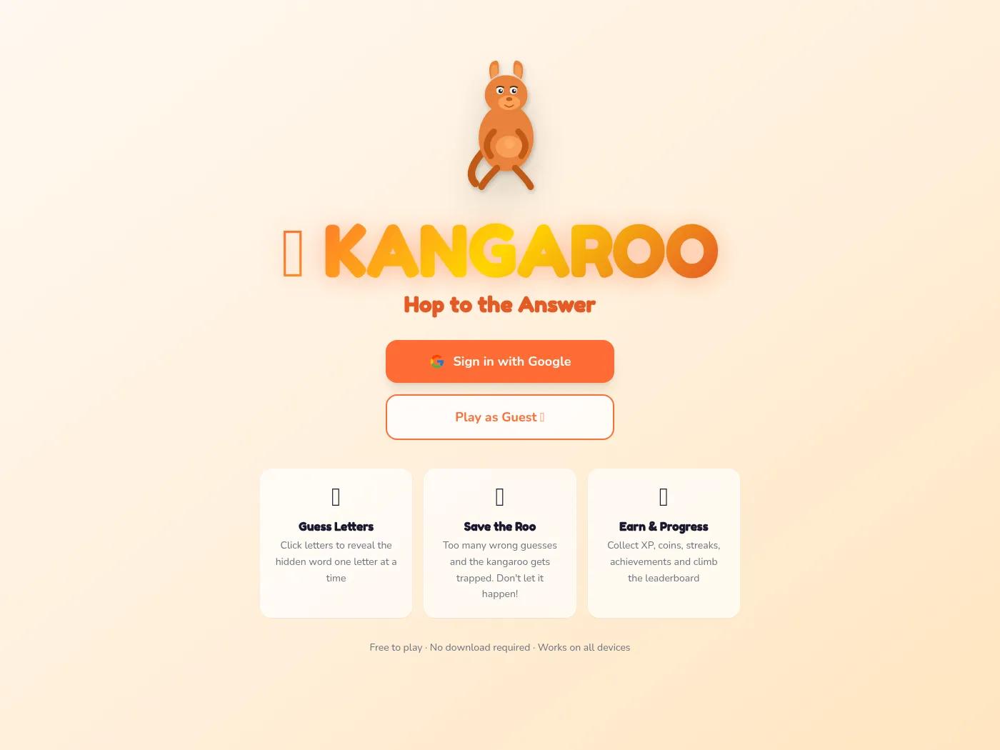 KANGAROO Word Game