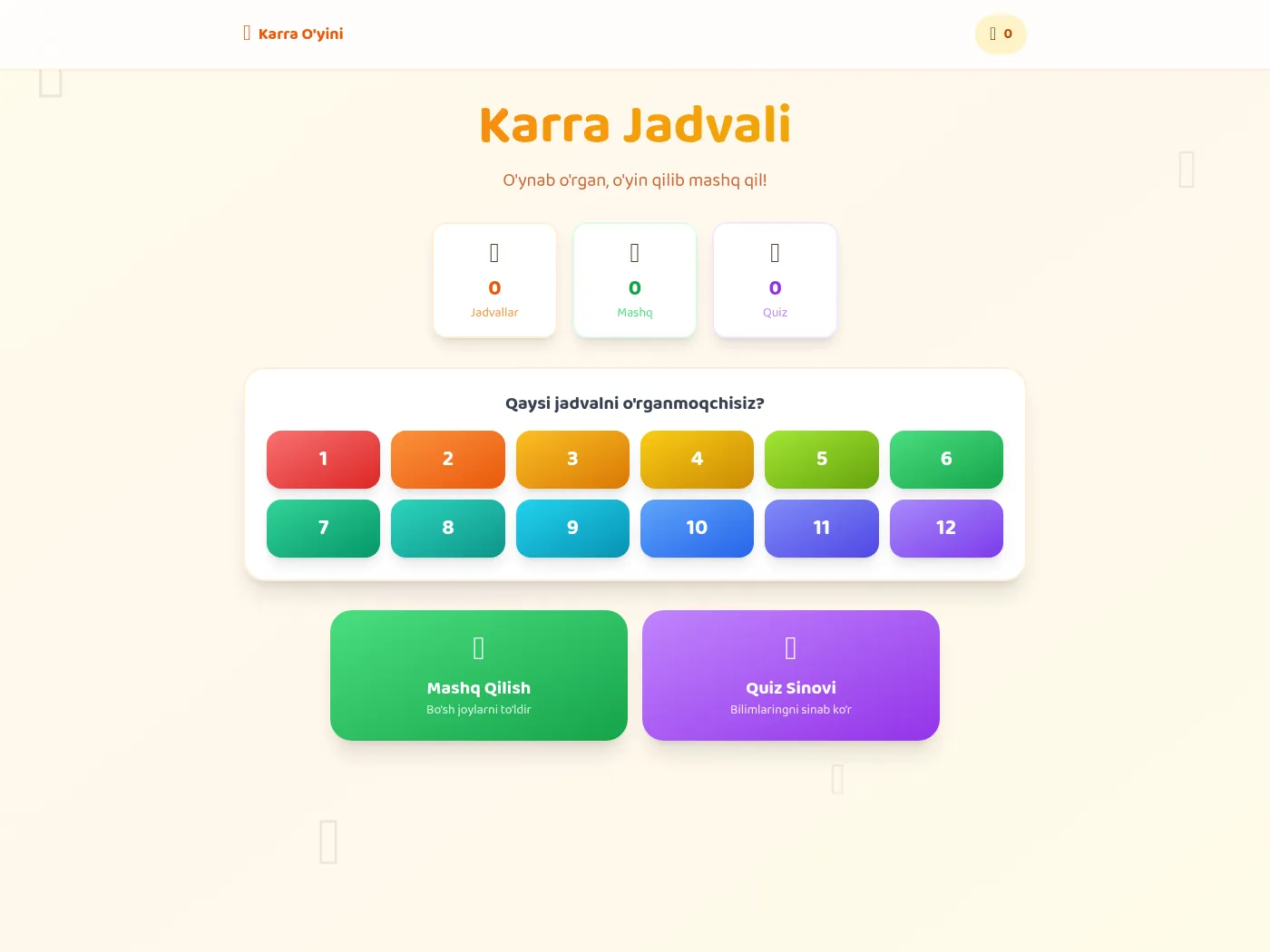 Karra Jadvali Oʻyini