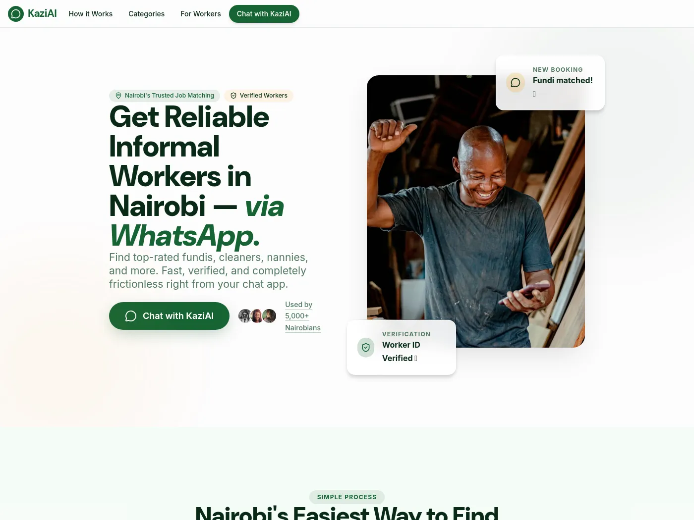 KaziAI: WhatsApp-First Job Matching Bot for Informal Workers in Nairobi