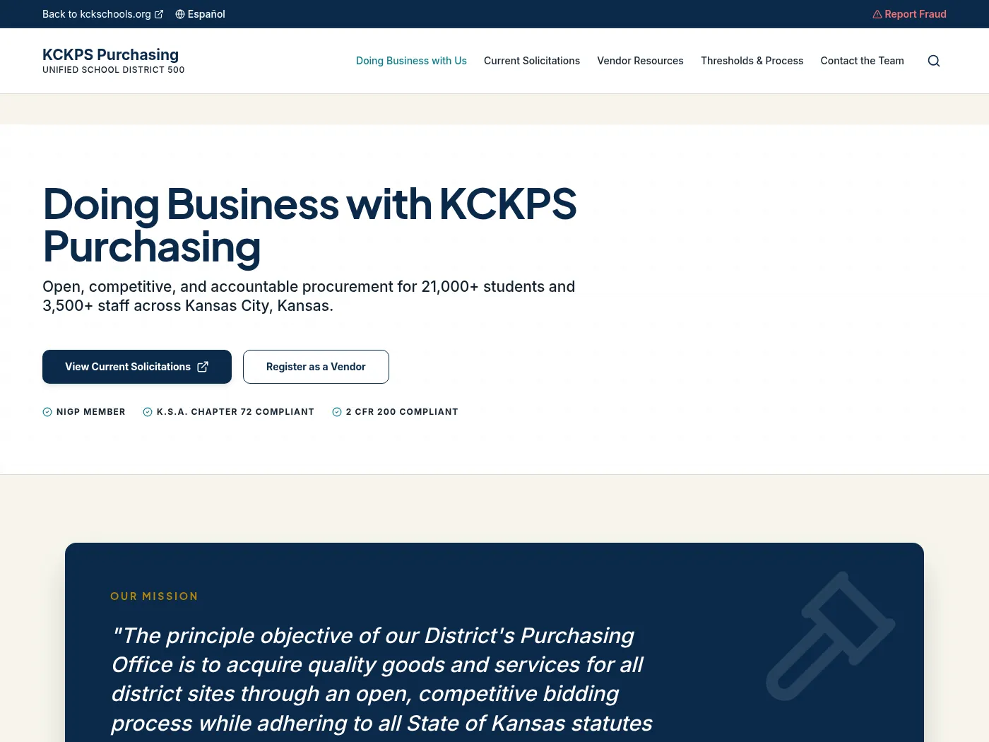 KCKPS Purchasing Microsite
