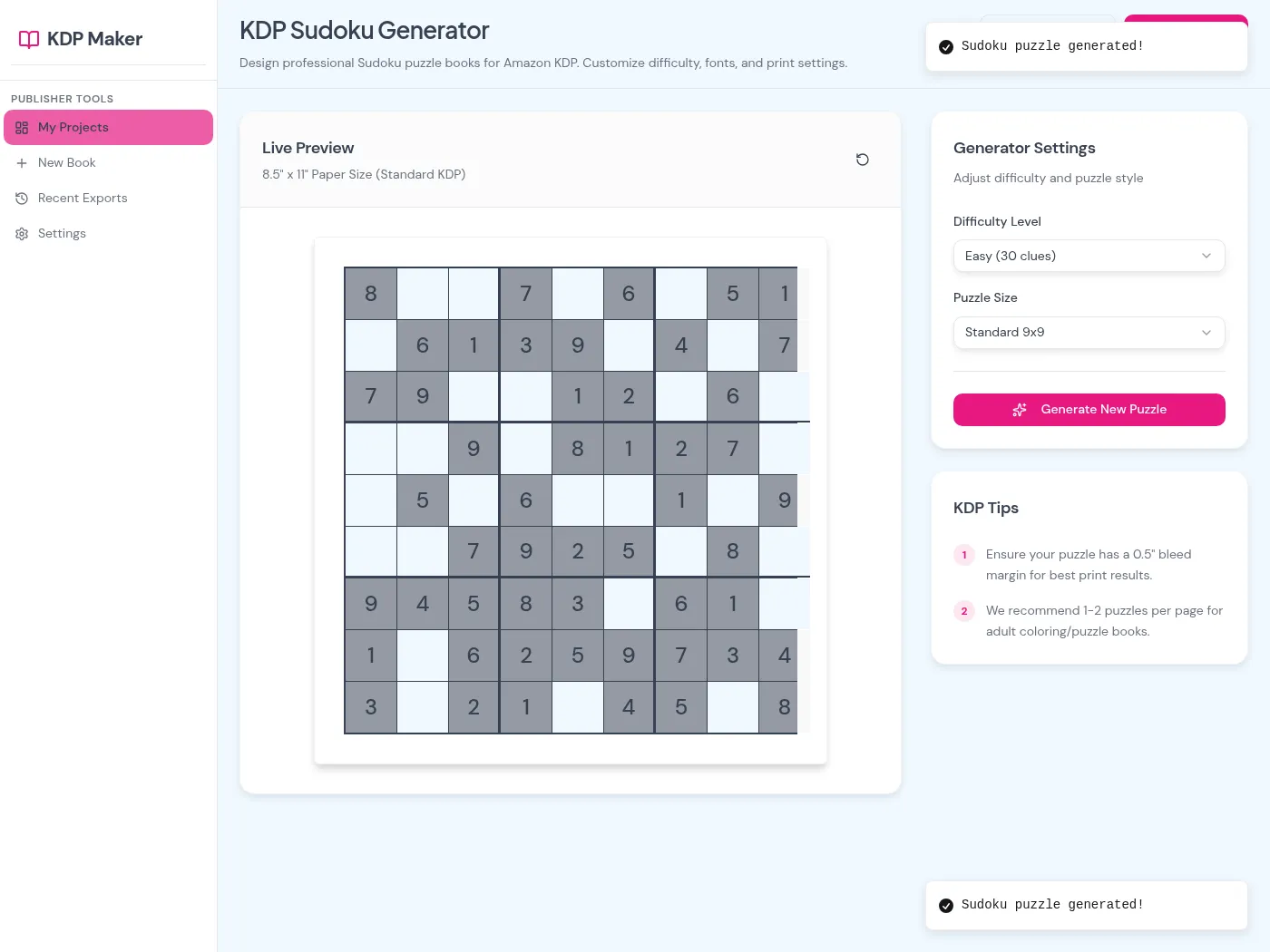 KDP Sudoku Maker