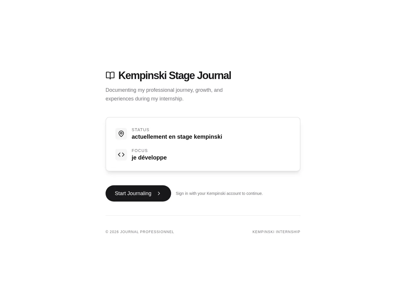 Kempinski Stage Journal
