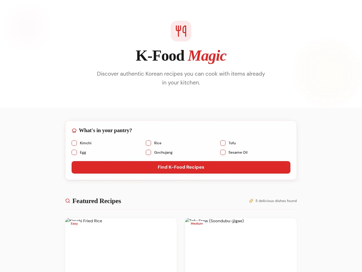 K-Food Recipe Finder